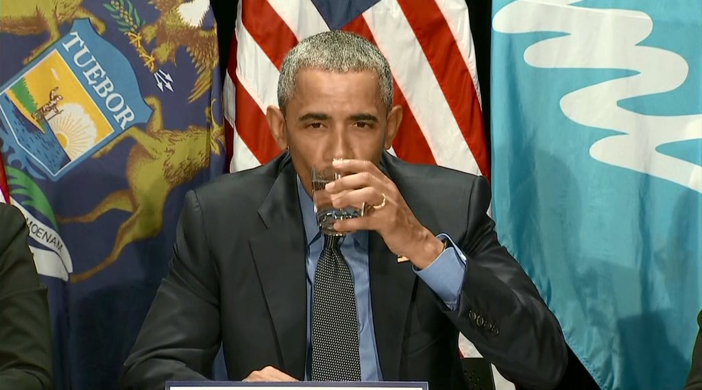 Obama drinks water in Flint to prove it's safe | Washington Week with ...